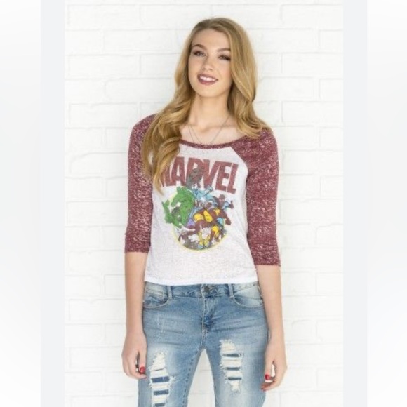 Marvel | Tops | Marvel Comics Superhero Sheer Graphic Crop Top 34 ...